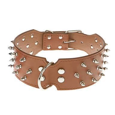 Dog Collar Studded / Rivet Red / Black / Brown / Yellow PU Leather ...